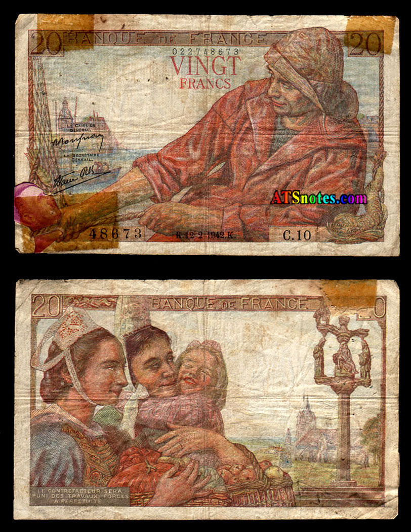 French paper money, price list of France banknotes, currency, local and ...